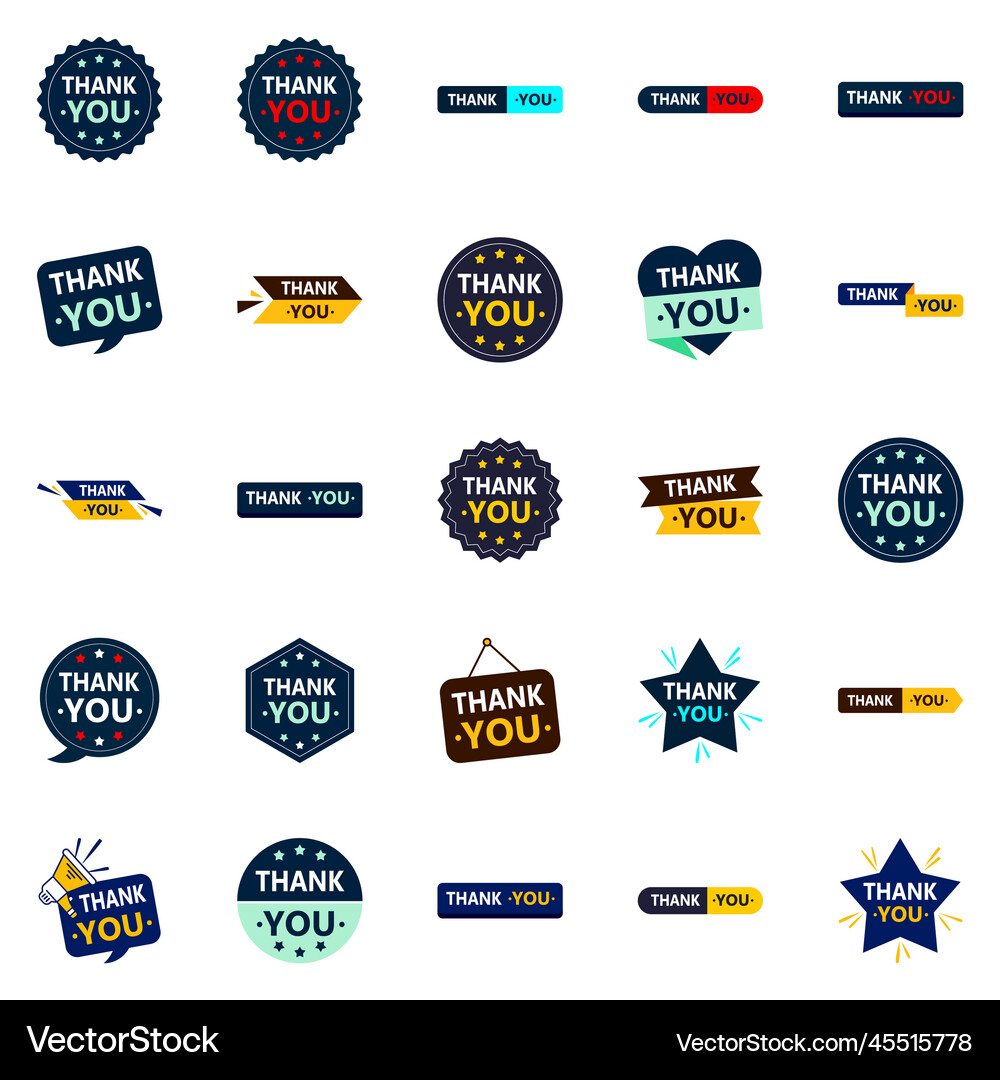 25 modern elements for thank you cards Royalty Free Vector