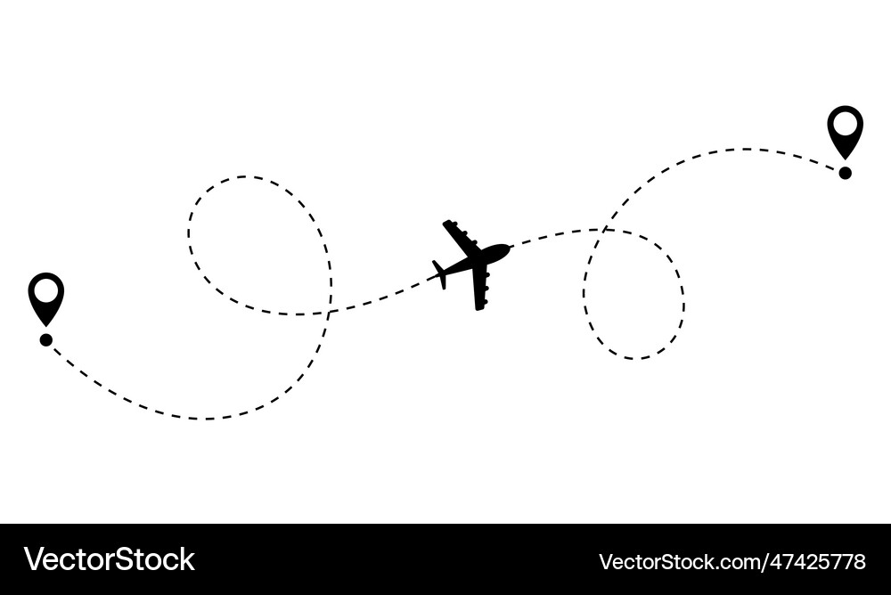 Airplane dotted route line path travel shape Vector Image