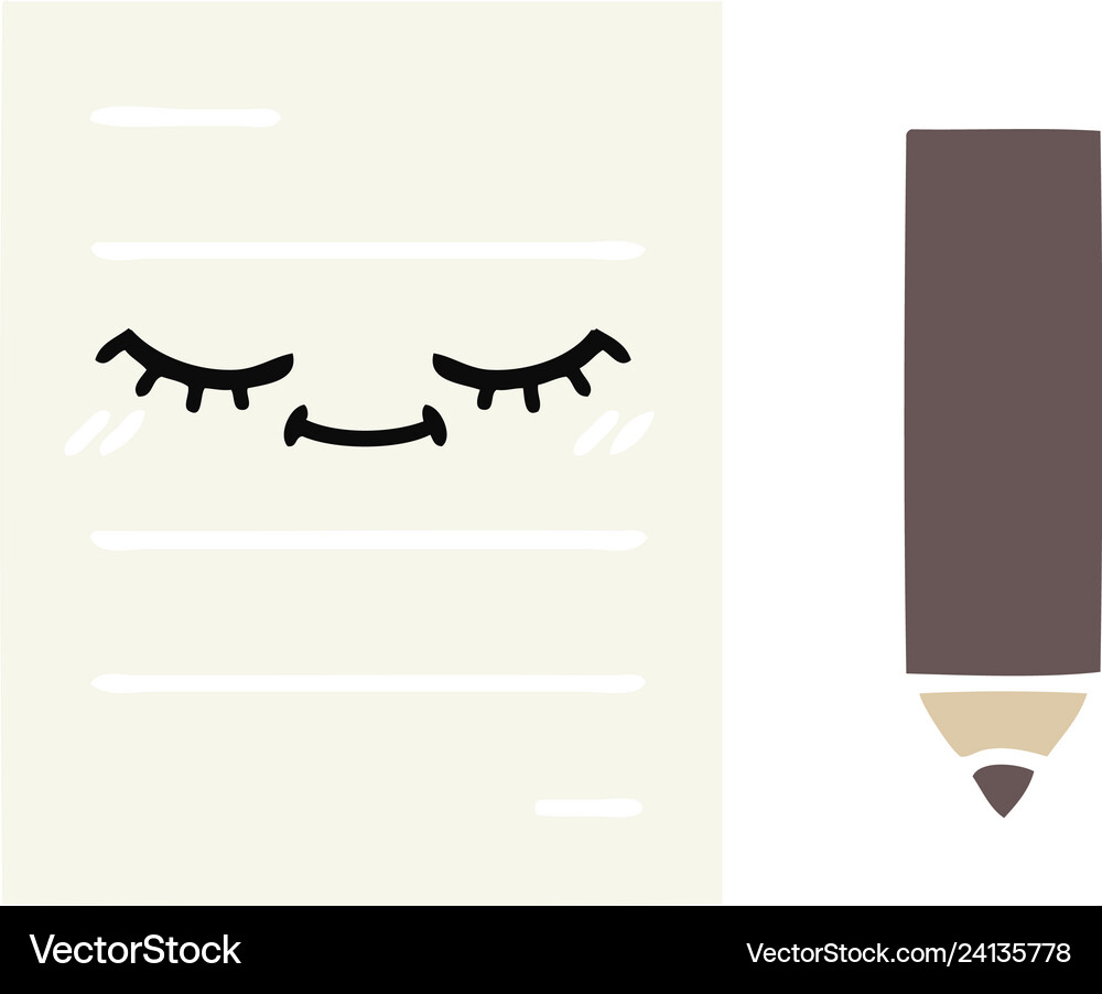 Flat color retro cartoon test paper Royalty Free Vector