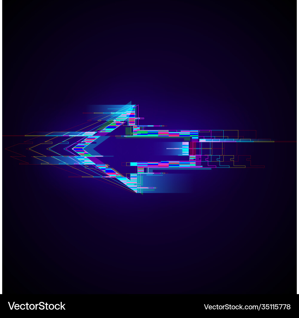 Futuristic cyberpunk glitch left arrow modern Vector Image