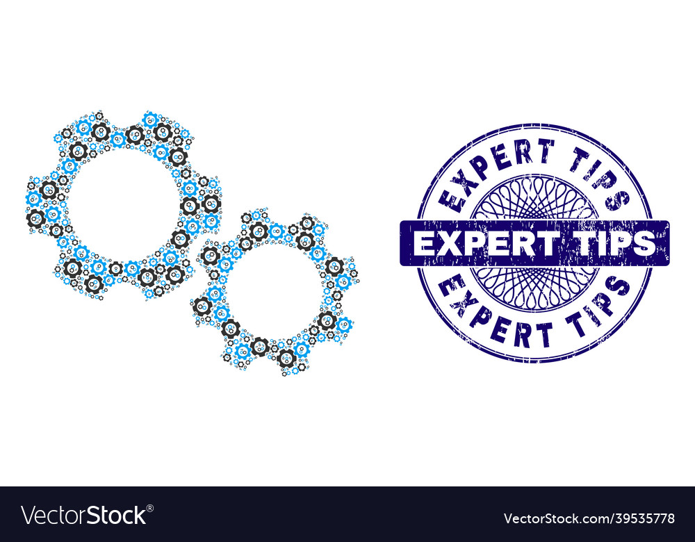 Gears recursive collage of items and grunge Vector Image