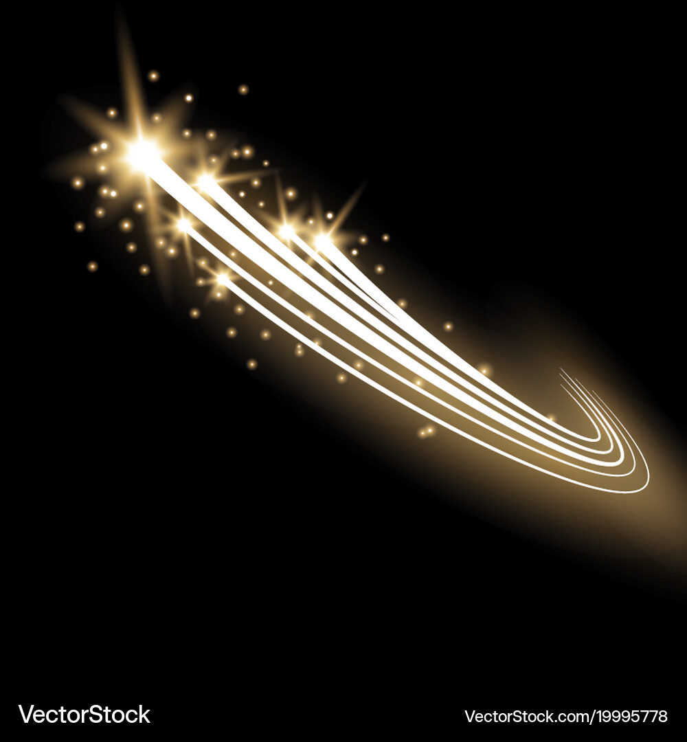 Glittering flying comet golden color Royalty Free Vector