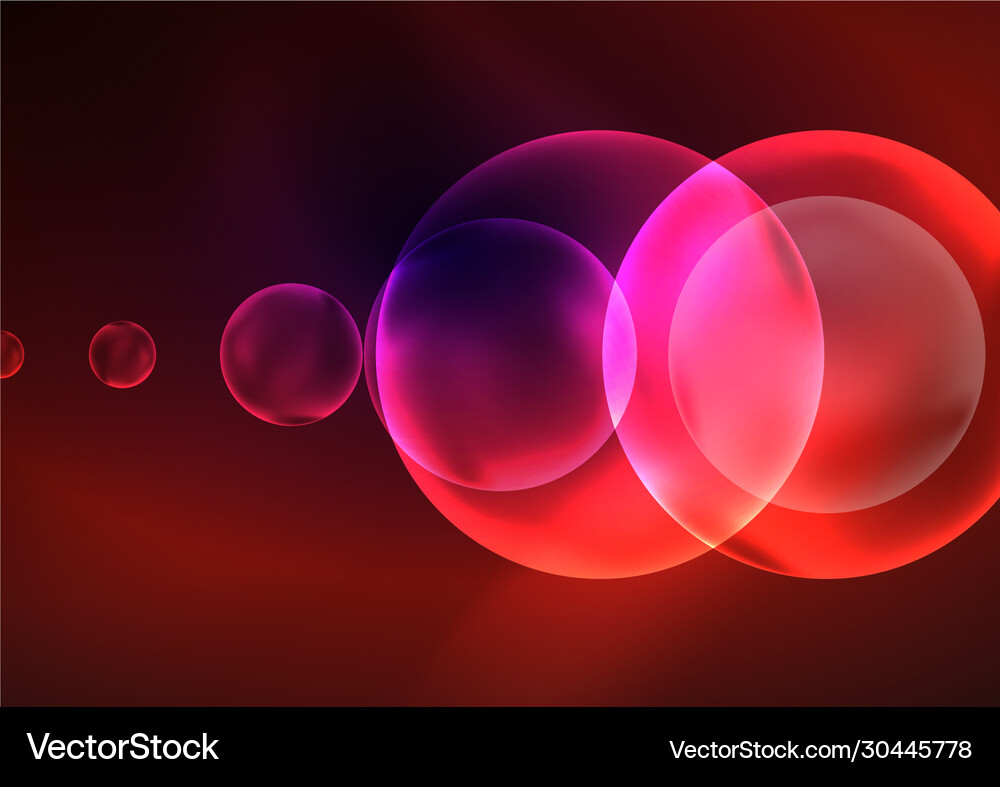 Glowing neon shiny transparent bubbles glass Vector Image