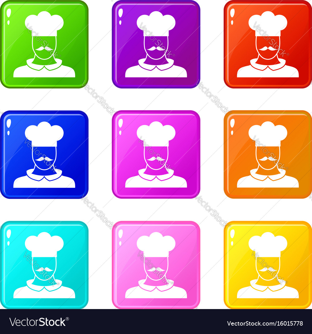 Male chef cook set 9 Royalty Free Vector Image