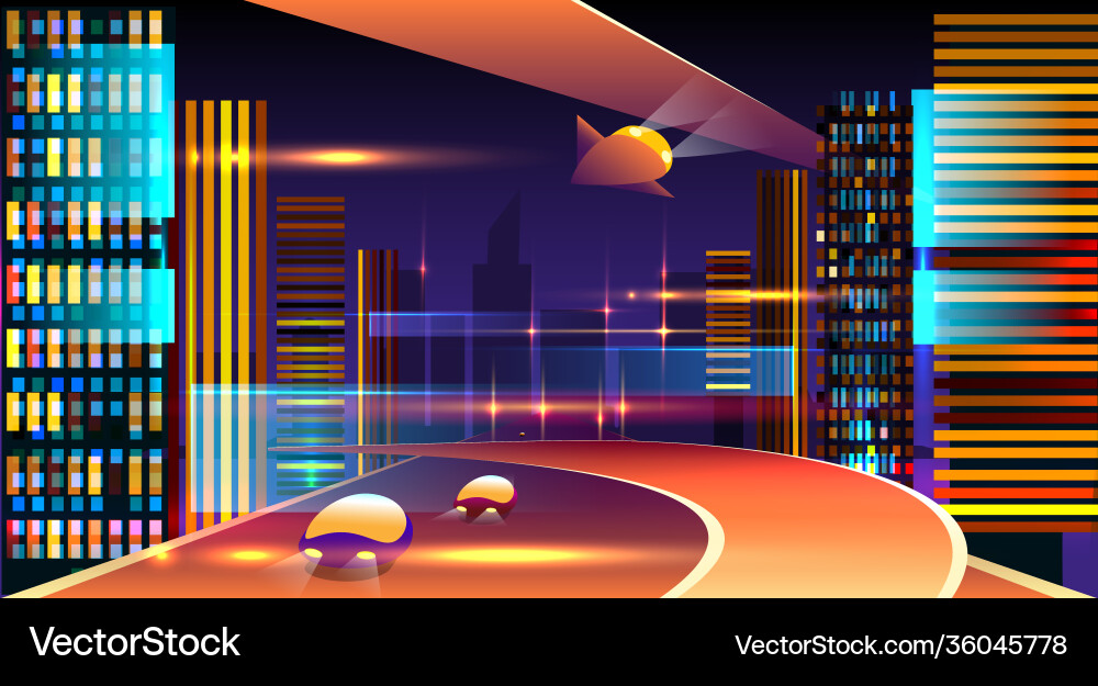 Neon futuristic cityscape Royalty Free Vector Image