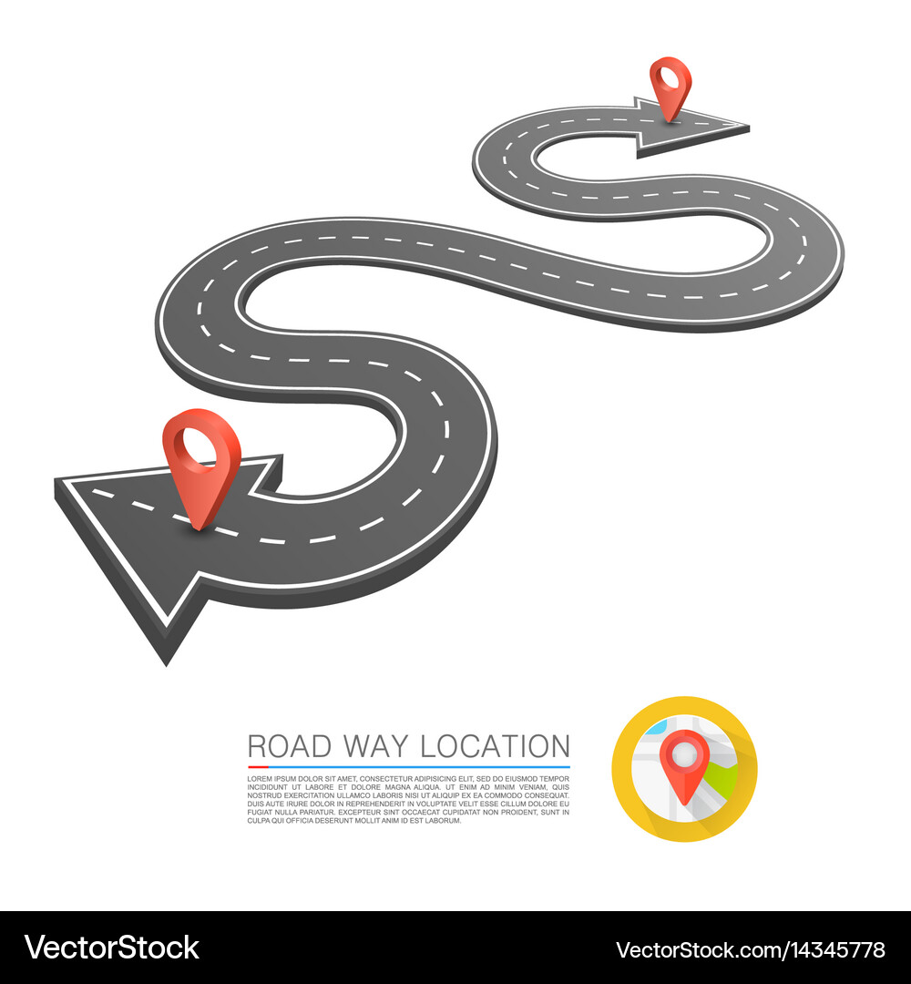 Paved path on the road road arrow location Vector Image