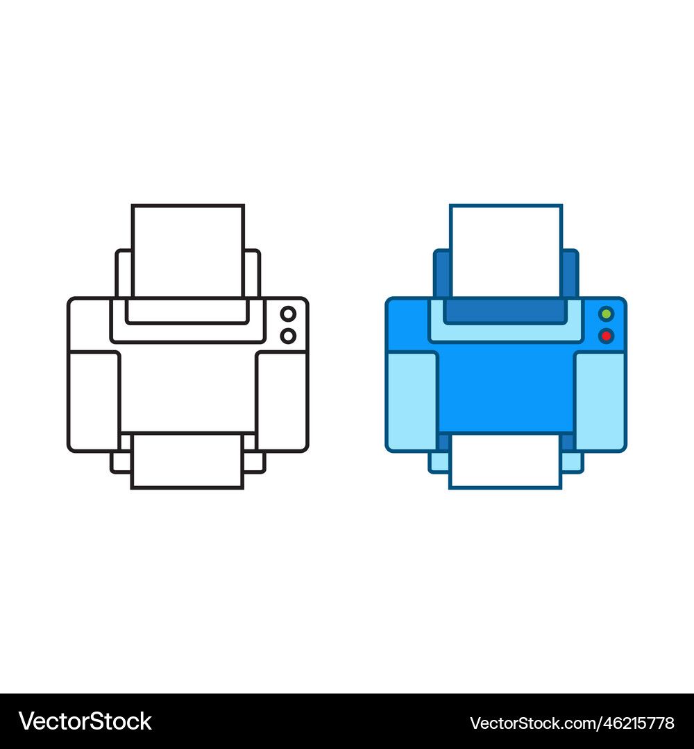 Printer logo icon colorful and outline Royalty Free Vector