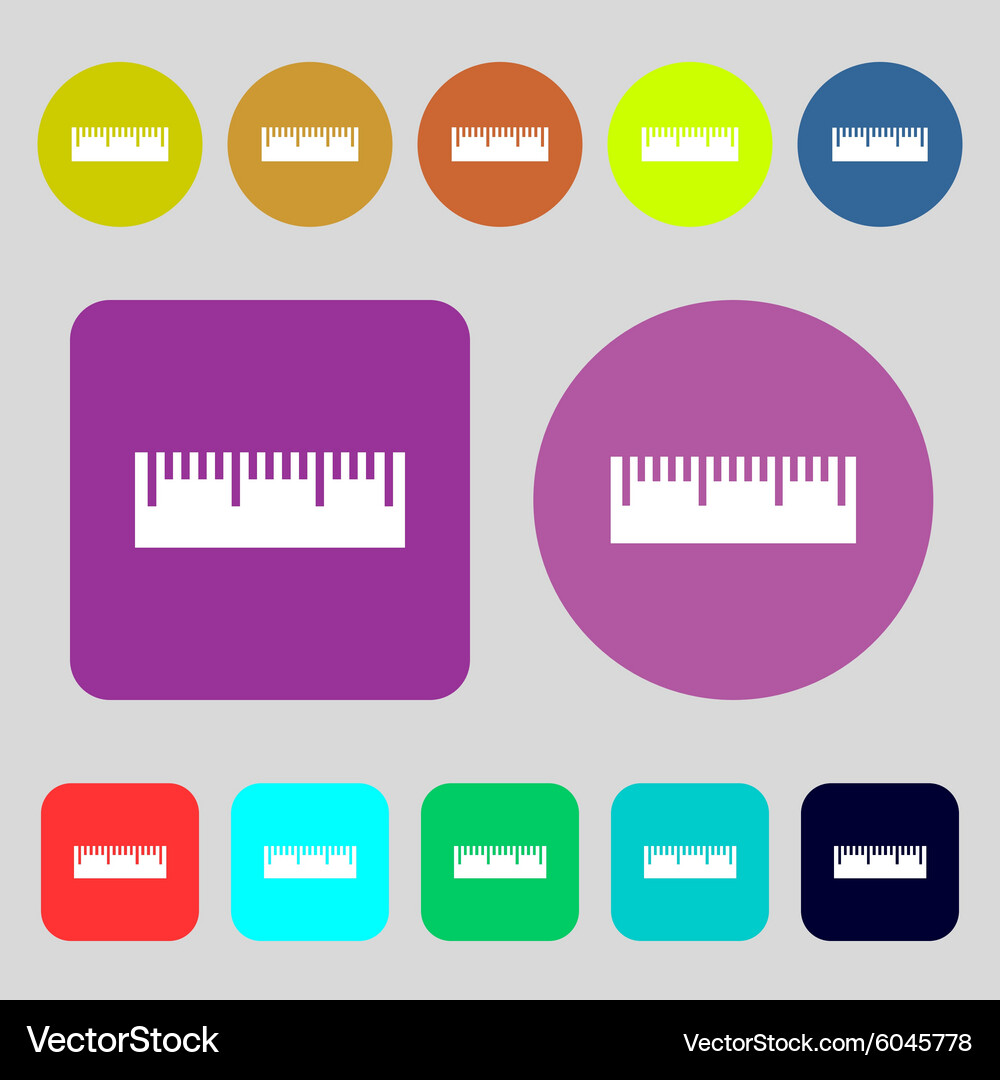 Ruler sign icon school tool symbol 12 colored Vector Image