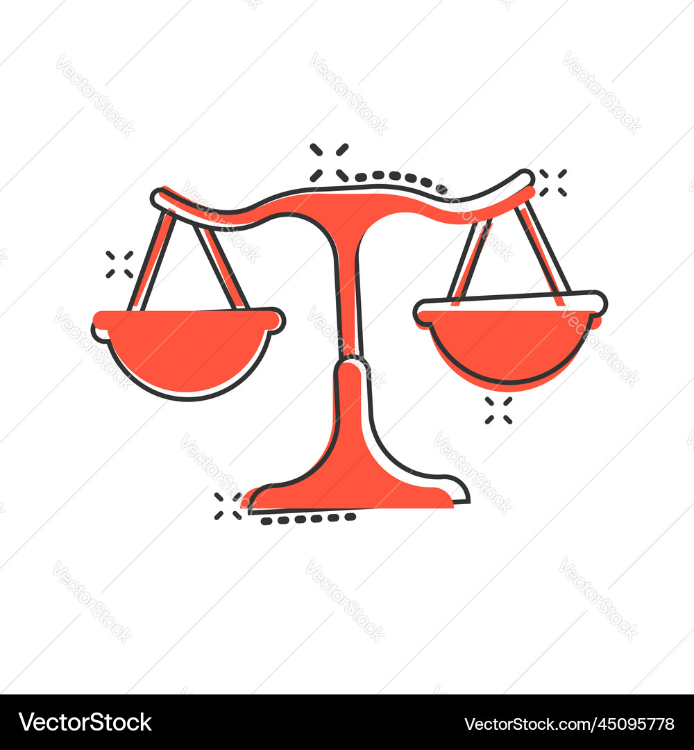 Scales icon in comic style libra cartoon Vector Image