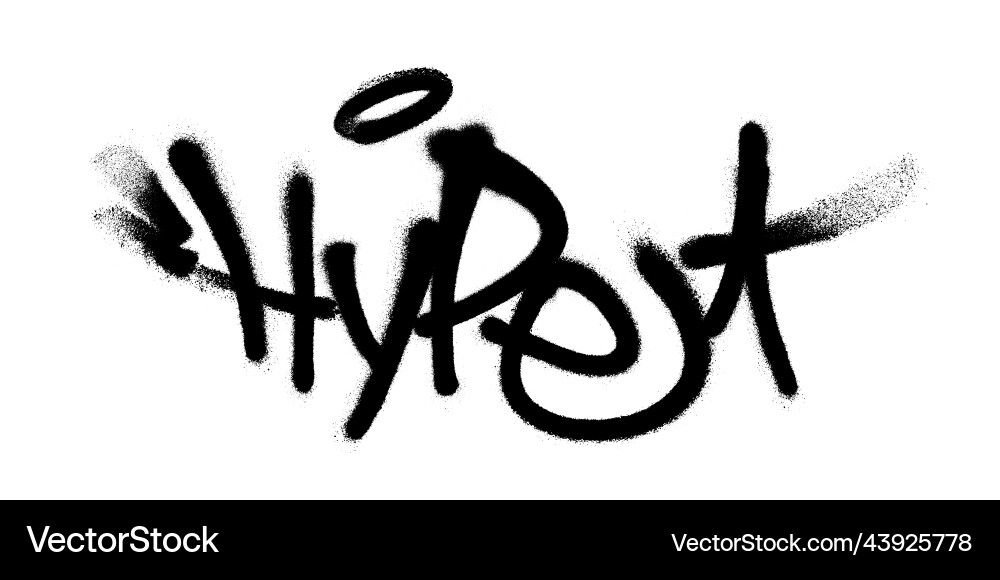 Sprayed hype font graffiti with overspray in black