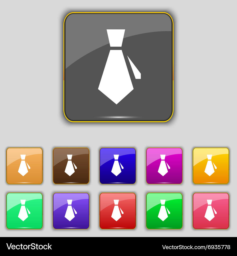 Tie icon sign set with eleven colored buttons Vector Image