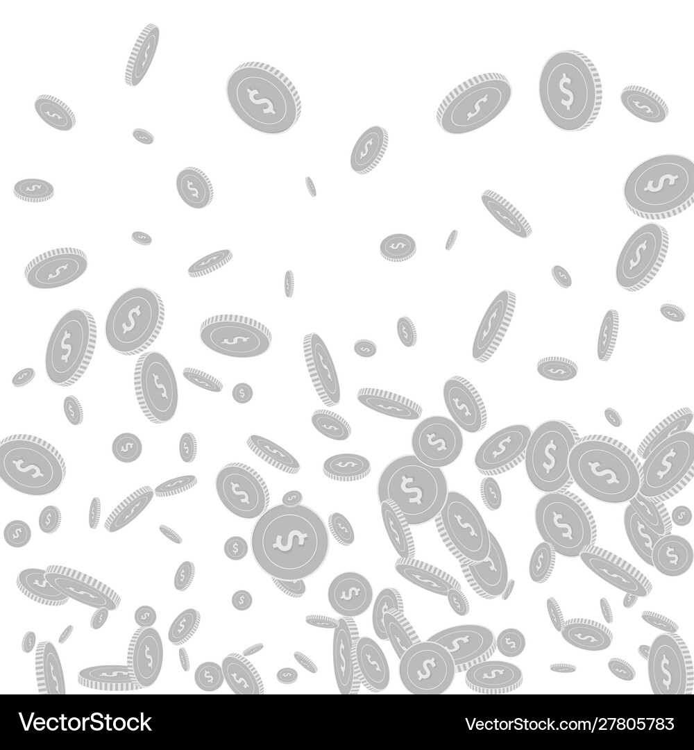 American dollar coins falling scattered black Vector Image