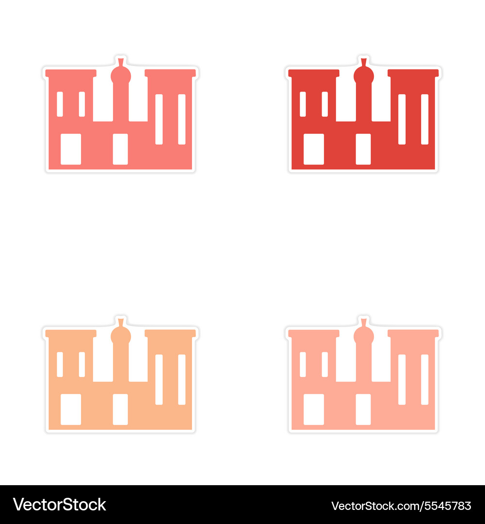 Assembly realistic sticker design on paper palaces