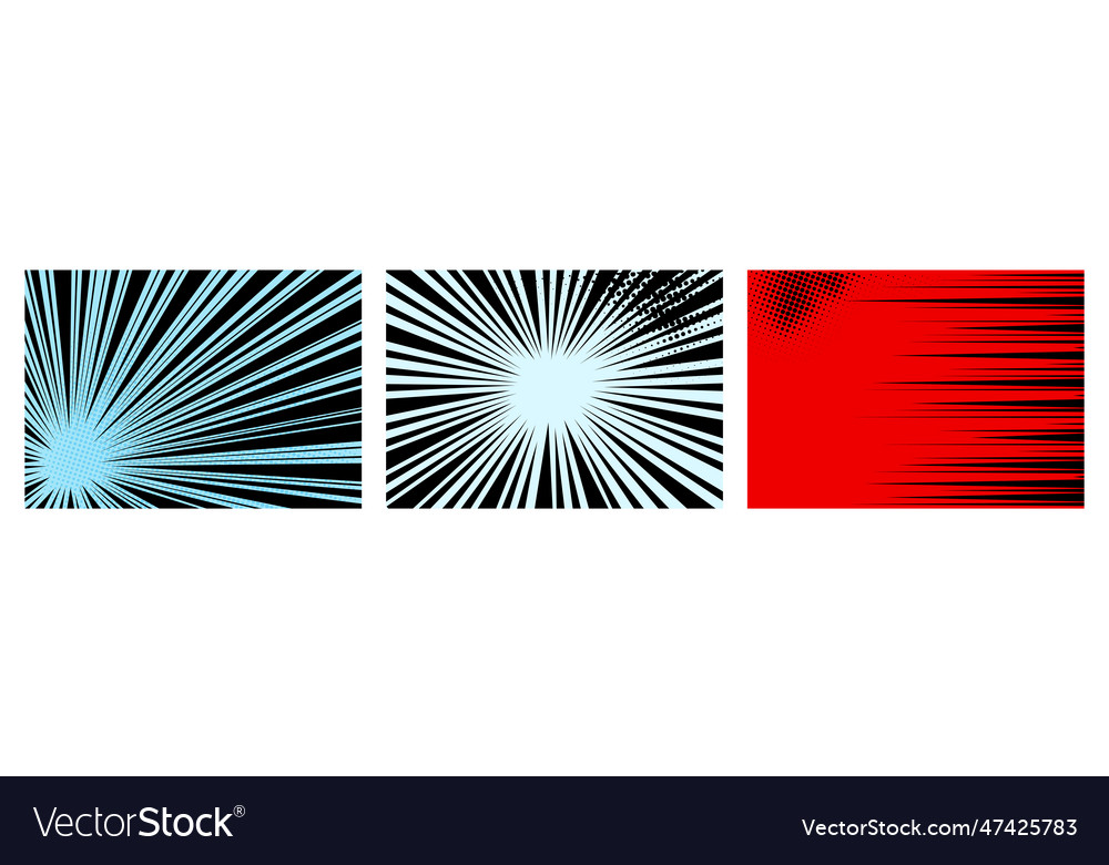 Comic book speed lines set explosion effect Vector Image