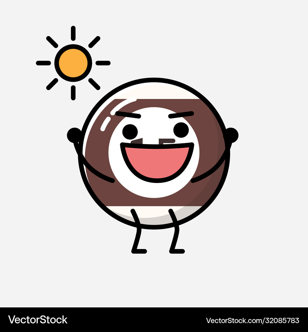 Cute billiard ball mascot character in flat Vector Image