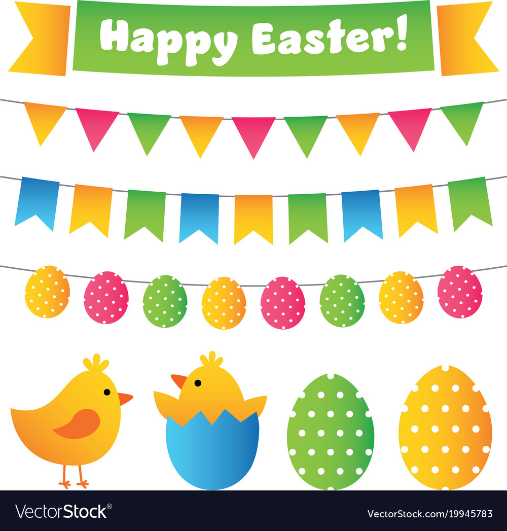 Easter design elements set Royalty Free Vector Image