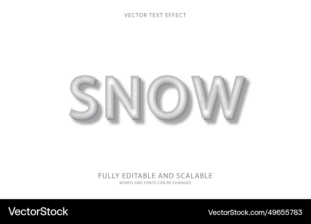 Editable text effect snow style Royalty Free Vector Image