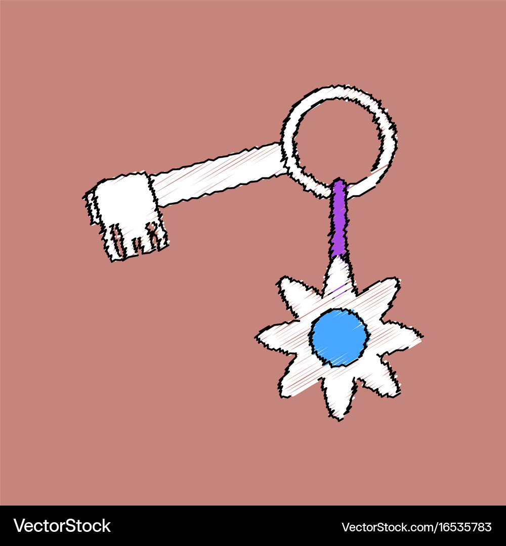 Flat shading style icon key and fob Royalty Free Vector