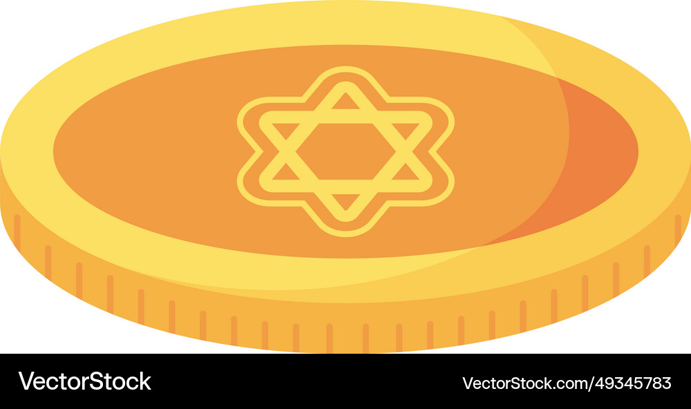 Hanukkah golden coin Royalty Free Vector Image