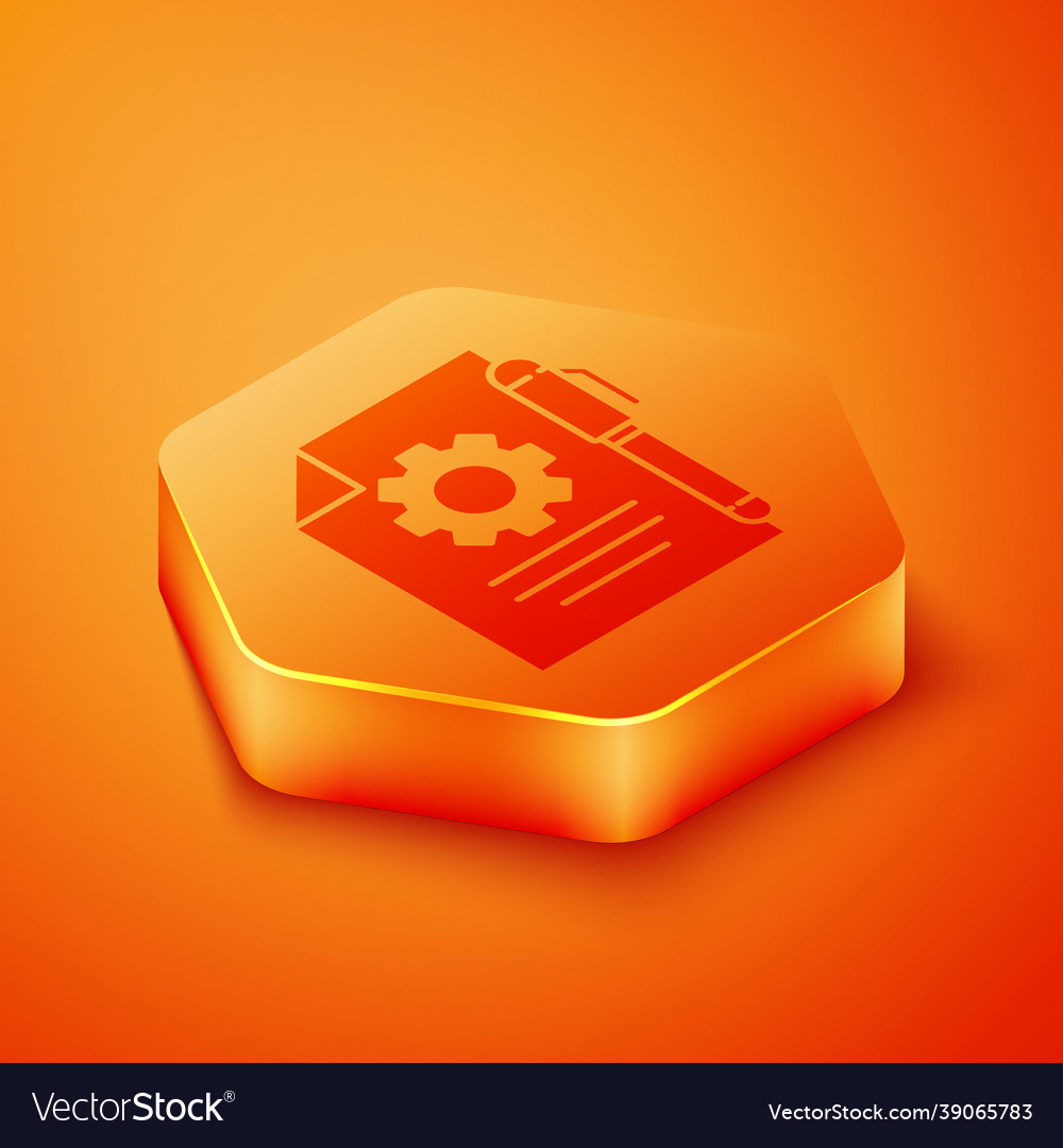 Isometric document settings with gears icon Vector Image