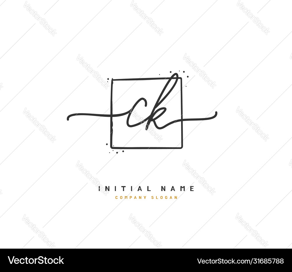 C k ck beauty initial logo handwriting logo Vector Image