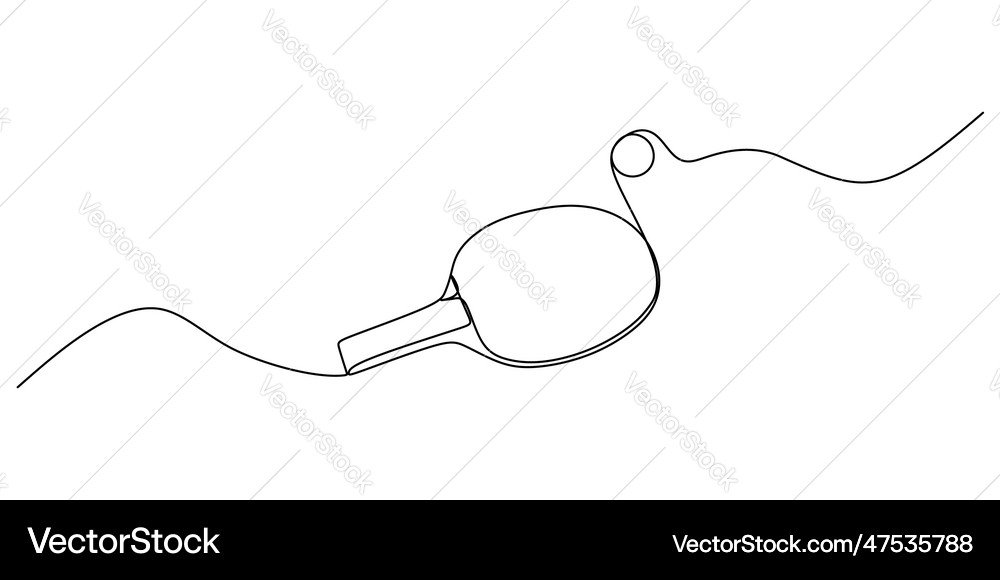Continuous single one line of ping pong racket Vector Image