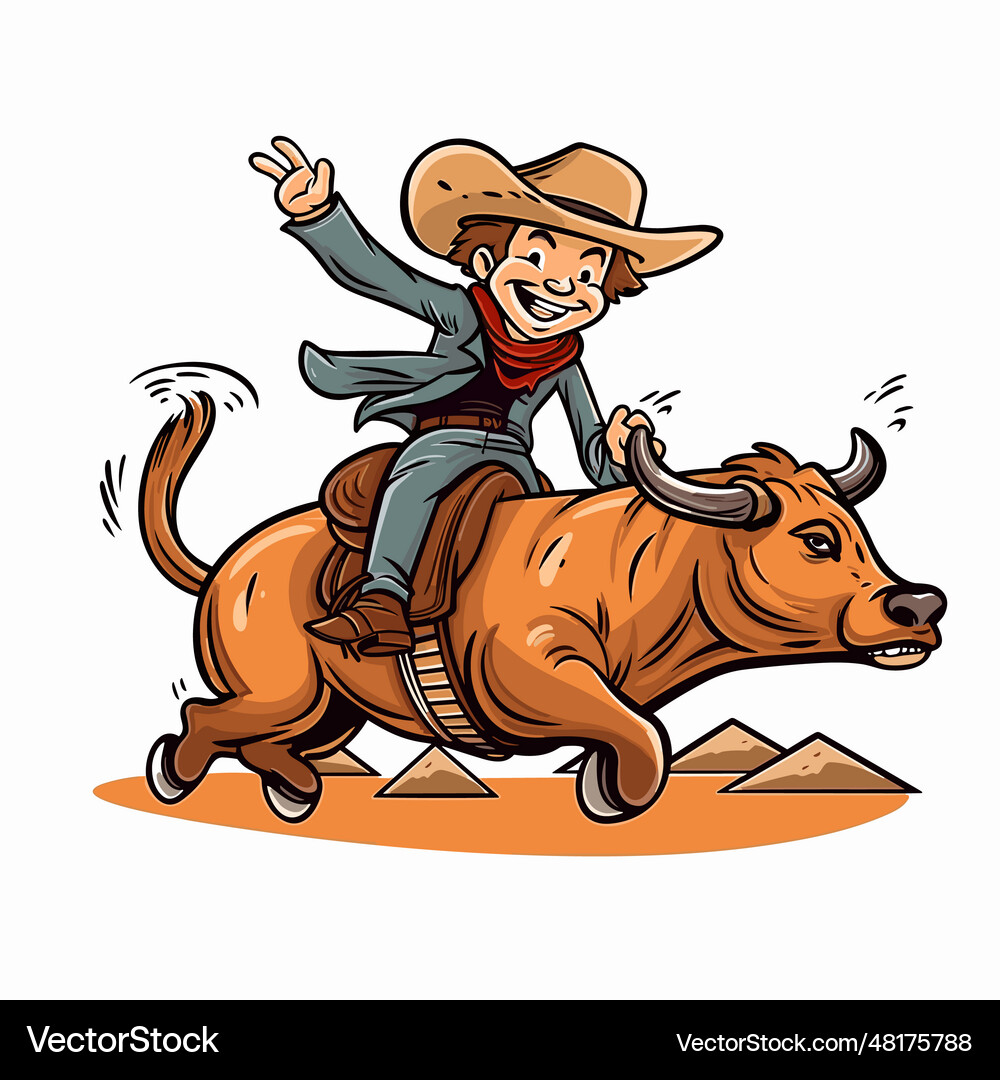 Cowboy riding a bull rodeo Royalty Free Vector Image