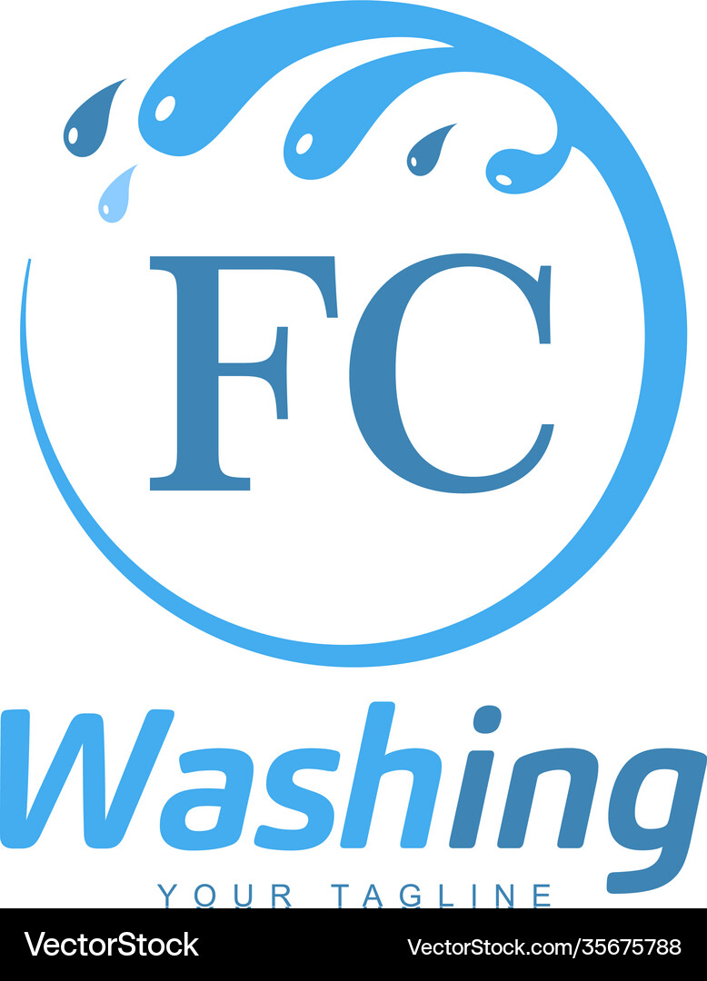Fc letter design with wash logo modern Royalty Free Vector