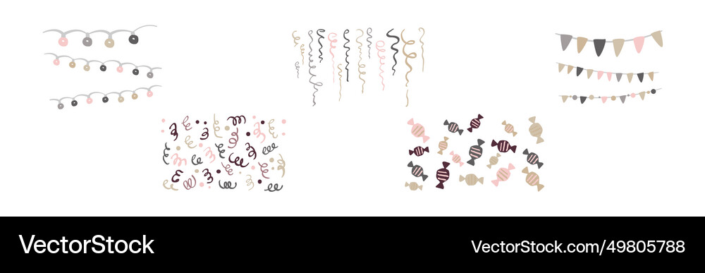 Festive holiday party doodle cute element Vector Image