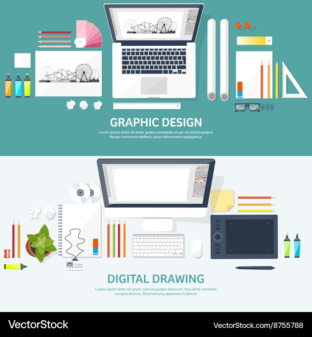Graphic web design drawing and painting Royalty Free Vector