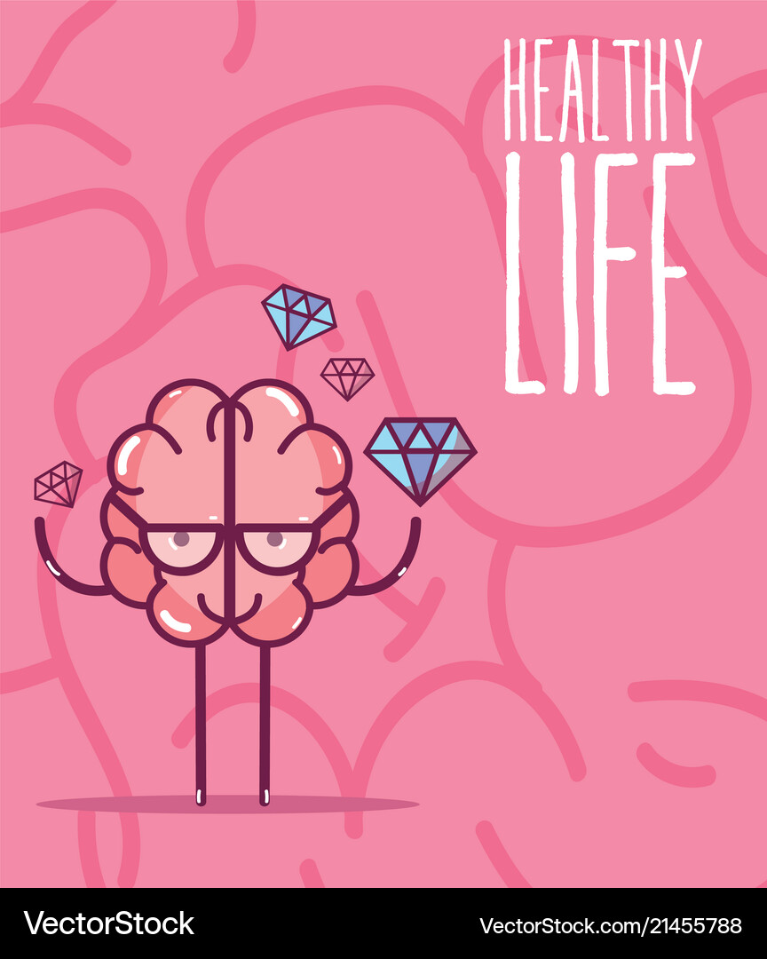 Healthy life and brain Royalty Free Vector Image
