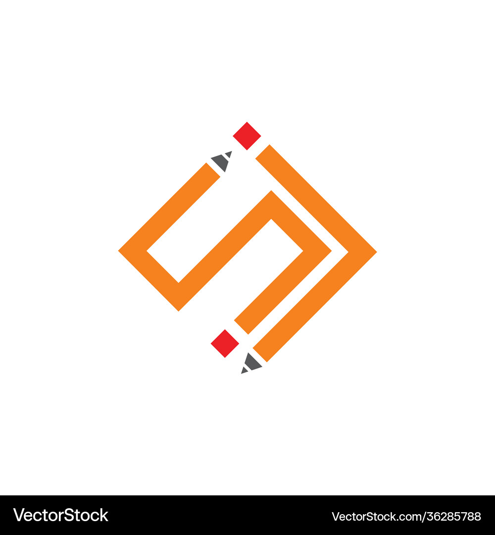Letters sj pencil square geometric education Vector Image