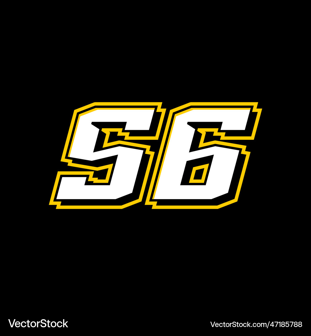 Sport racing number template 56 Royalty Free Vector Image