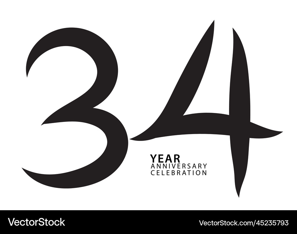 34 year anniversary celebration black color Vector Image