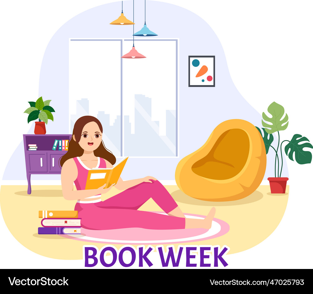 Book week events with people reading or students Vector Image