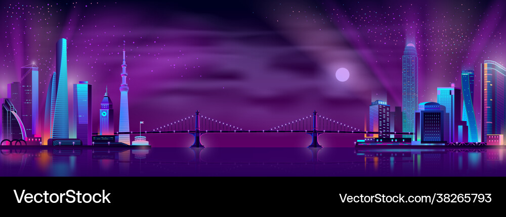 Bridge connecting city districts cartoon Vector Image
