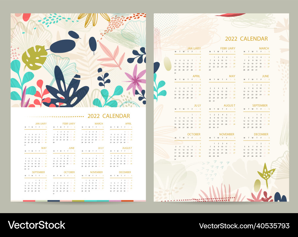 Calendar 2020 set of 2 printable creative Vector Image