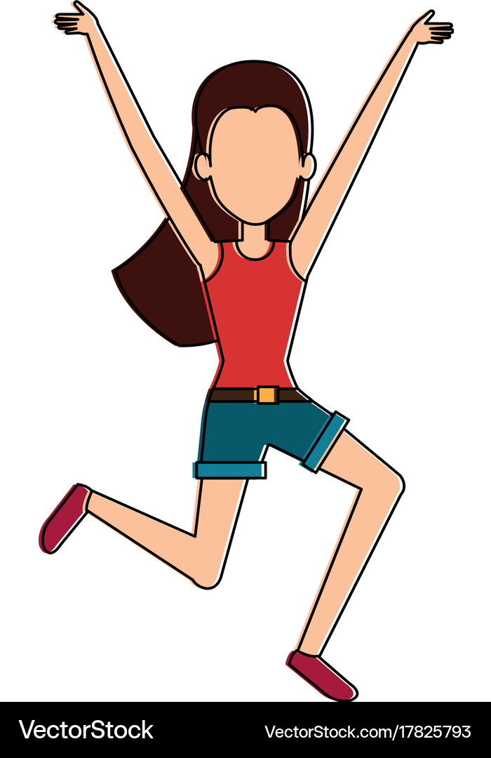 Cheerful jumping woman avatar Royalty Free Vector Image