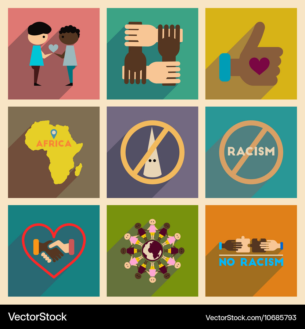 Concept flat icons with long shadow no racism Vector Image