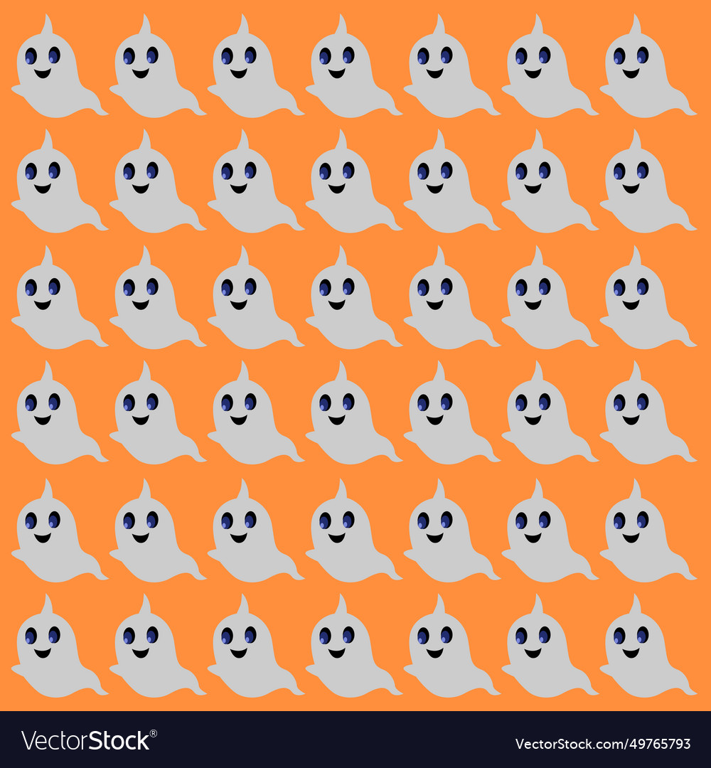 Cute grey smiling ghosts pattern Royalty Free Vector Image