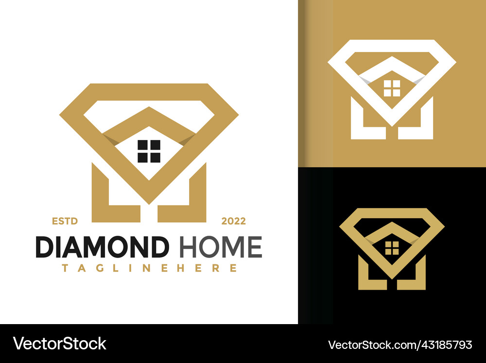 Diamond home logo design brand identity logos Vector Image