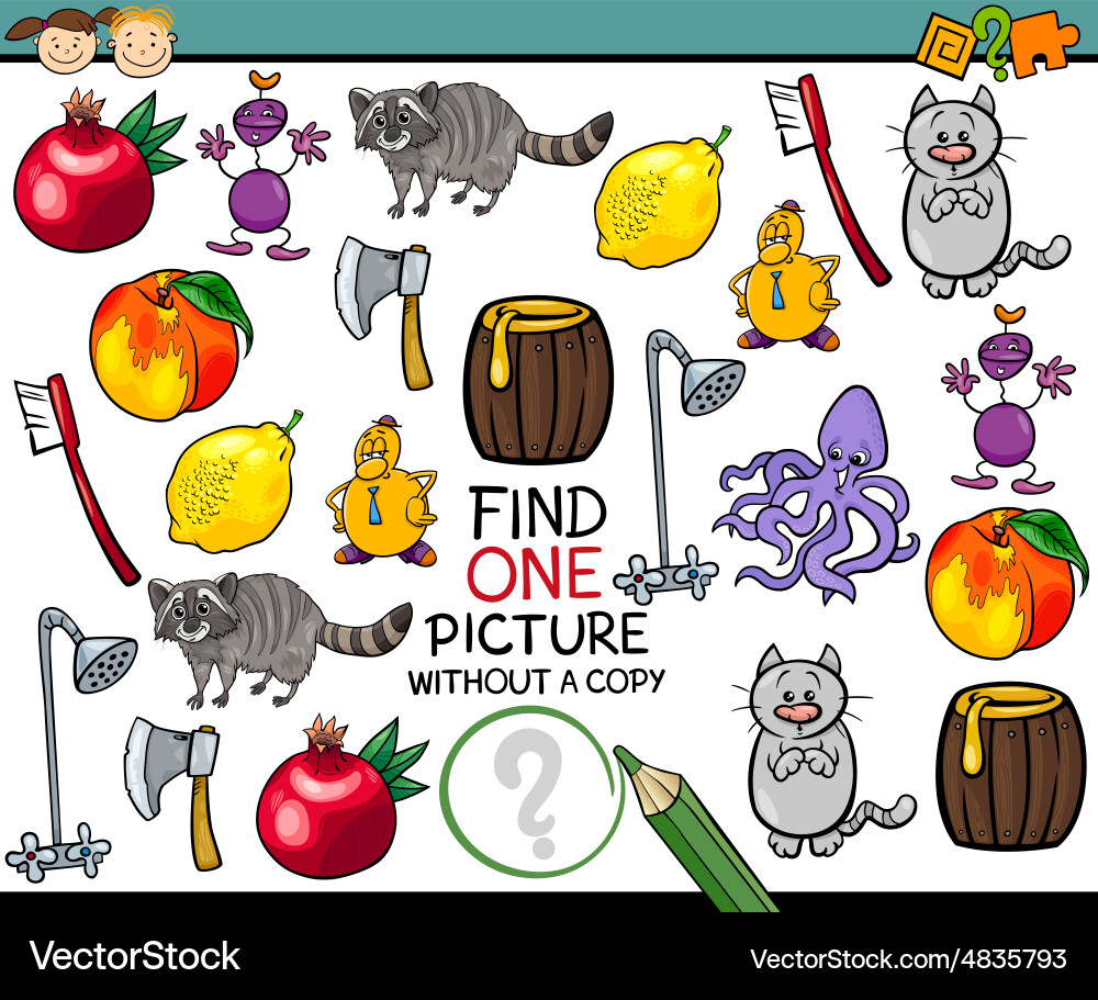 Find single picture game cartoon Royalty Free Vector Image