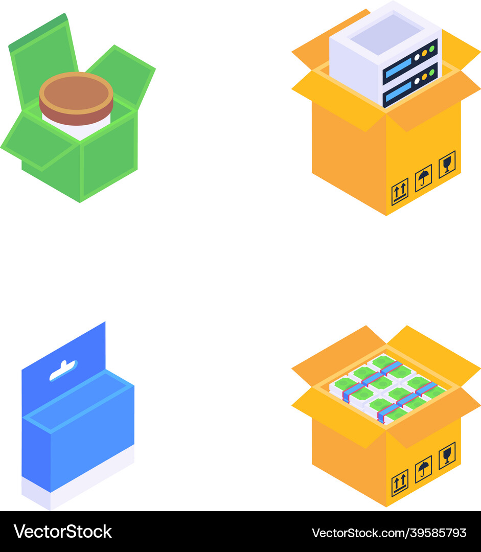 Flat icons of packaging and parcels Royalty Free Vector