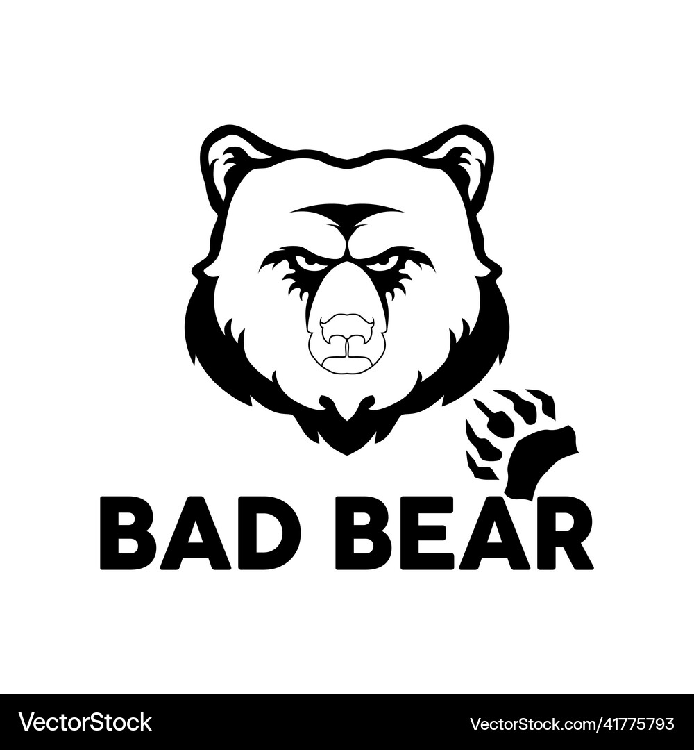 Head and hand bear in serious logo design abstract