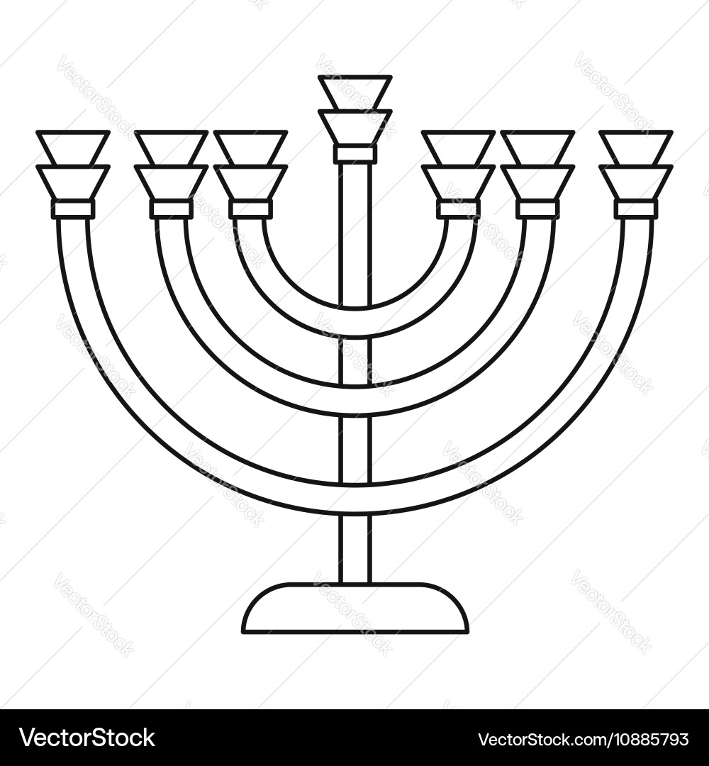 Menorah icon in outline style Royalty Free Vector Image