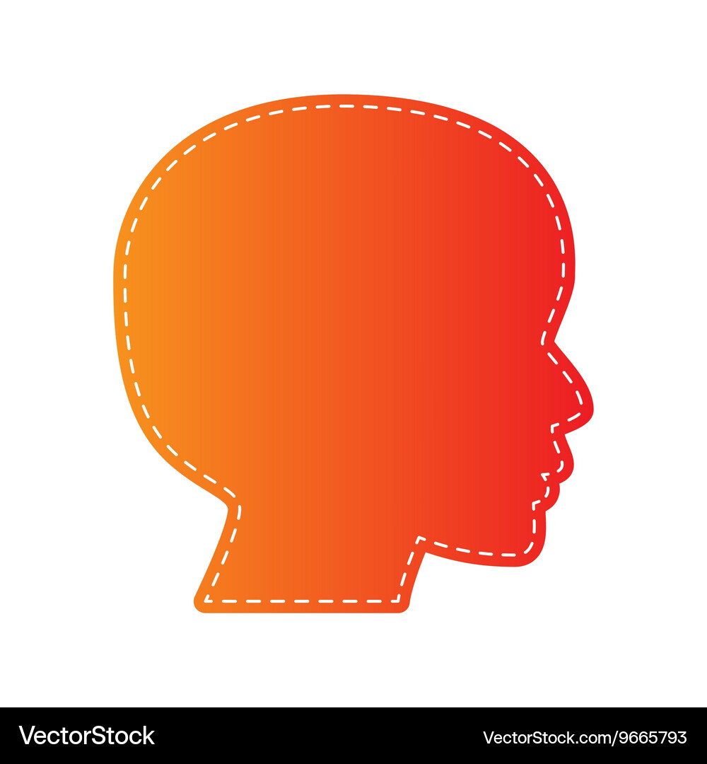 People head sign orange applique isolated Vector Image