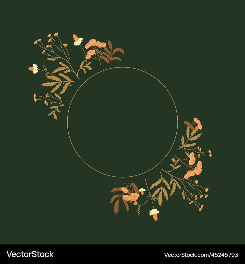 Round frame with floral border floral design from Vector Image