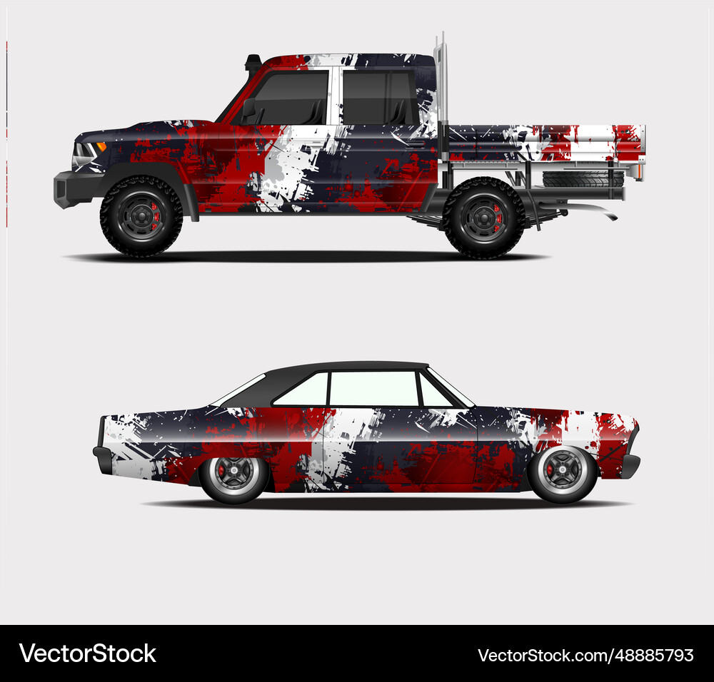 Rugged durable sports car wrap design Royalty Free Vector