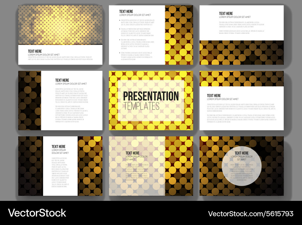 Set of 9 templates for presentation slides Vector Image