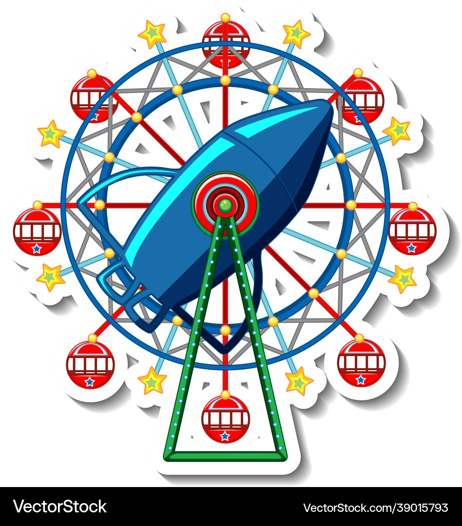 Sticker template with circus ferris wheel isolated